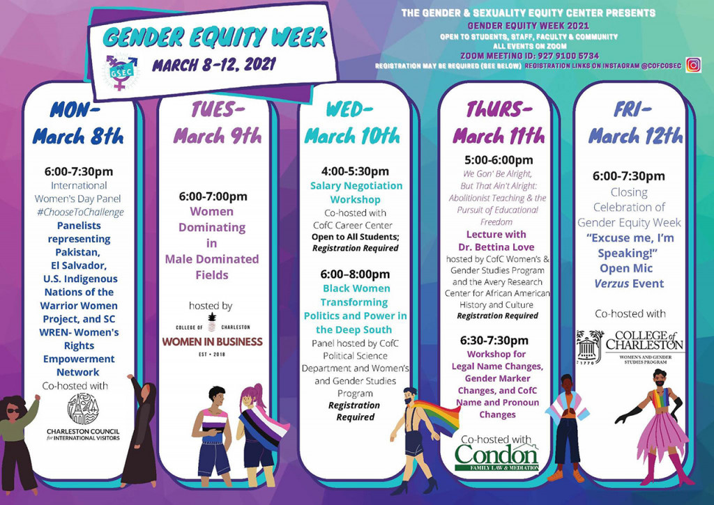 College of Charleston to Celebrate Gender Equity Week